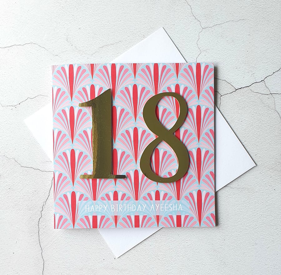 Personalised Pink 18th Birthday Card, Card for Her - Folksy