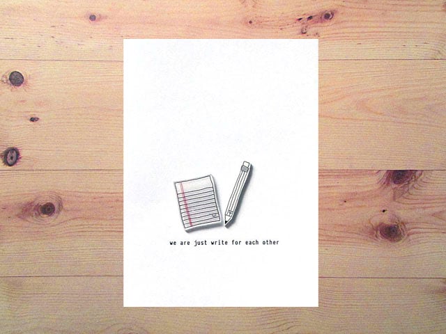 we are just write for each other - pencil and p... - Folksy