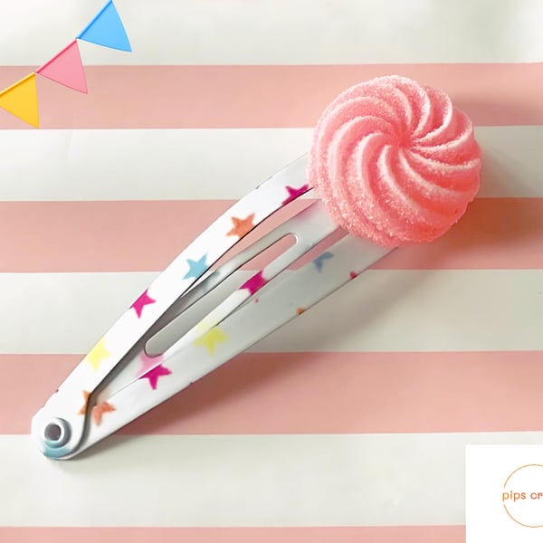 Cute Pink Swirls Candy Hair Clip - Sweets Handm... - Folksy