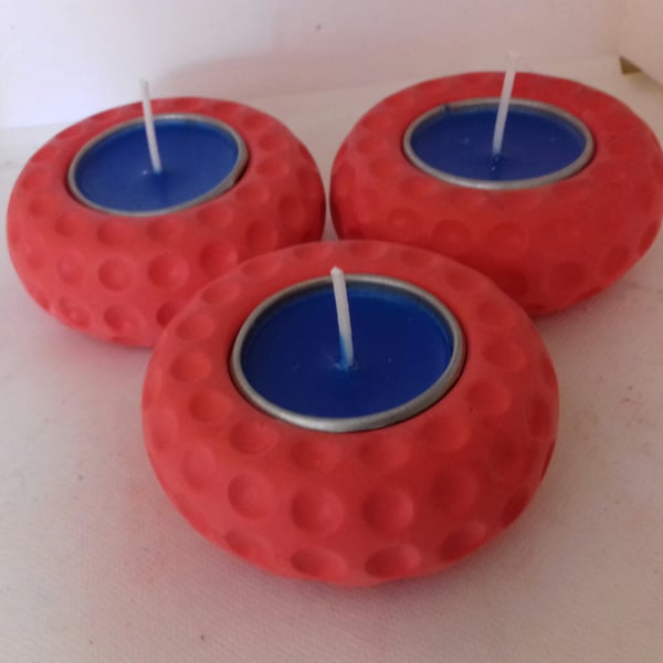 aquacast jesmonite three round candle holders r... - Folksy