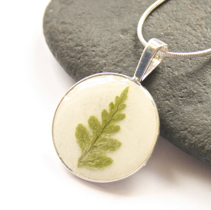 Real fern necklace, botanical necklace, sterlin... - Folksy