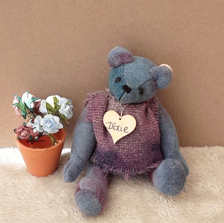 Dixie, small unique artist teddy bear hand embr... - Folksy