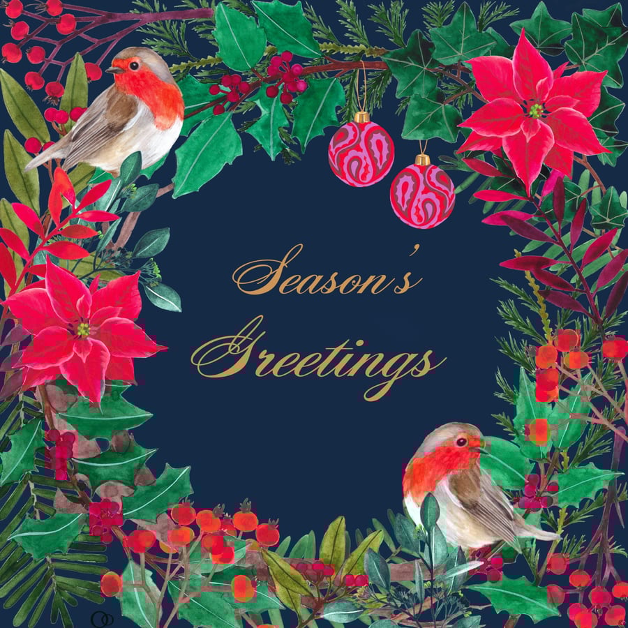 Season's Greetings Handmade Christmas Card - Folksy