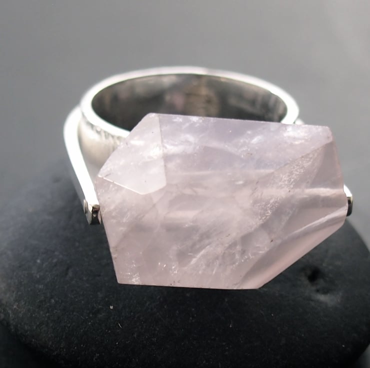Rose Quartz Rock Ring - Folksy