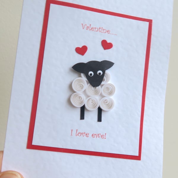 Seconds Sunday - Quilled sheep Valentine card -... - Folksy