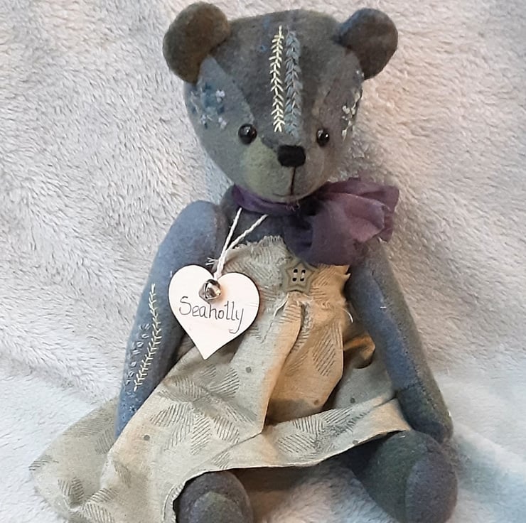SOLD Hand embroidered teddy bear, one of a kind... - Folksy