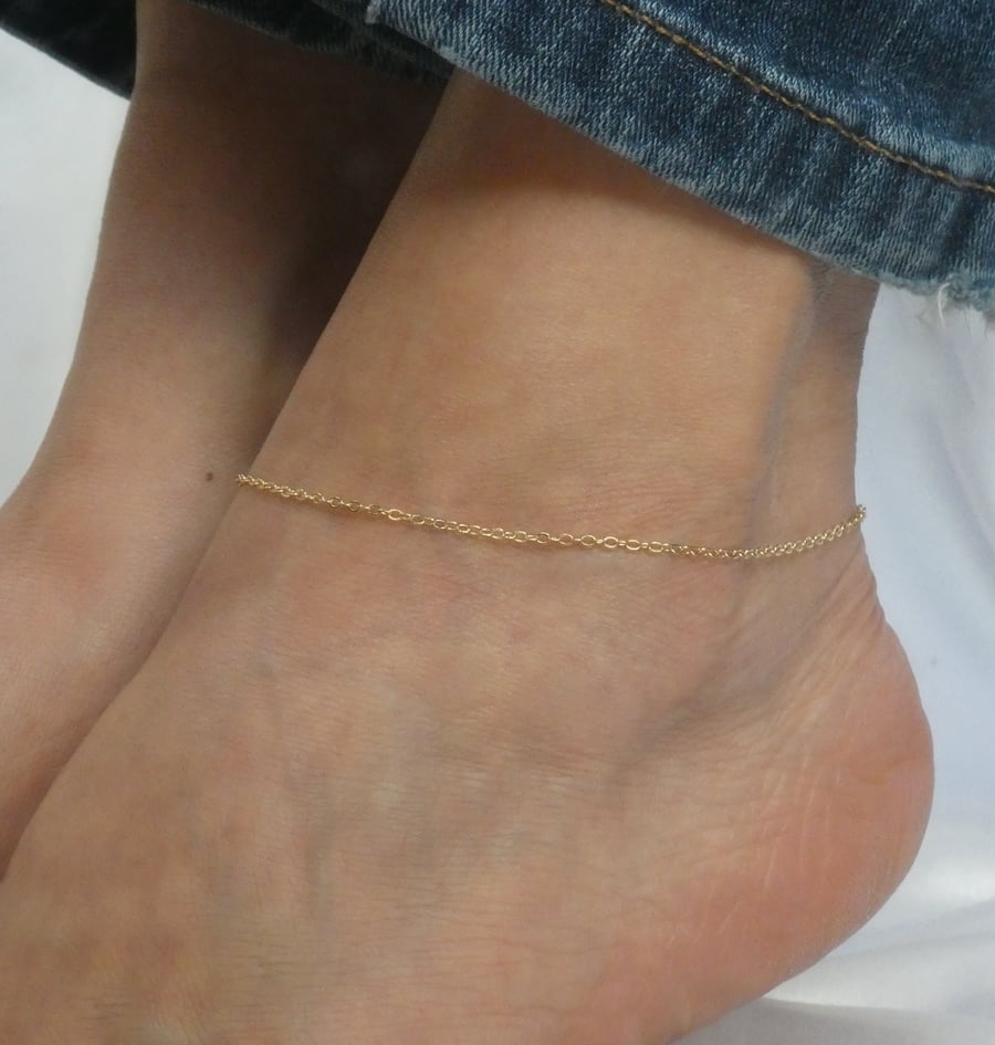 Elegant gold fill anklet - Folksy