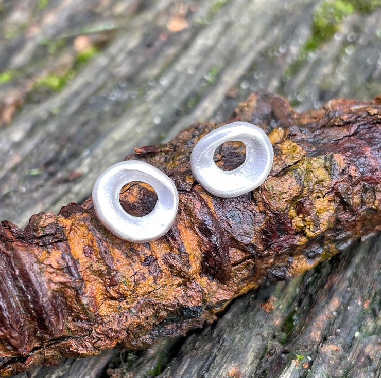 Little frosted silver hag stone stud earrings - Folksy