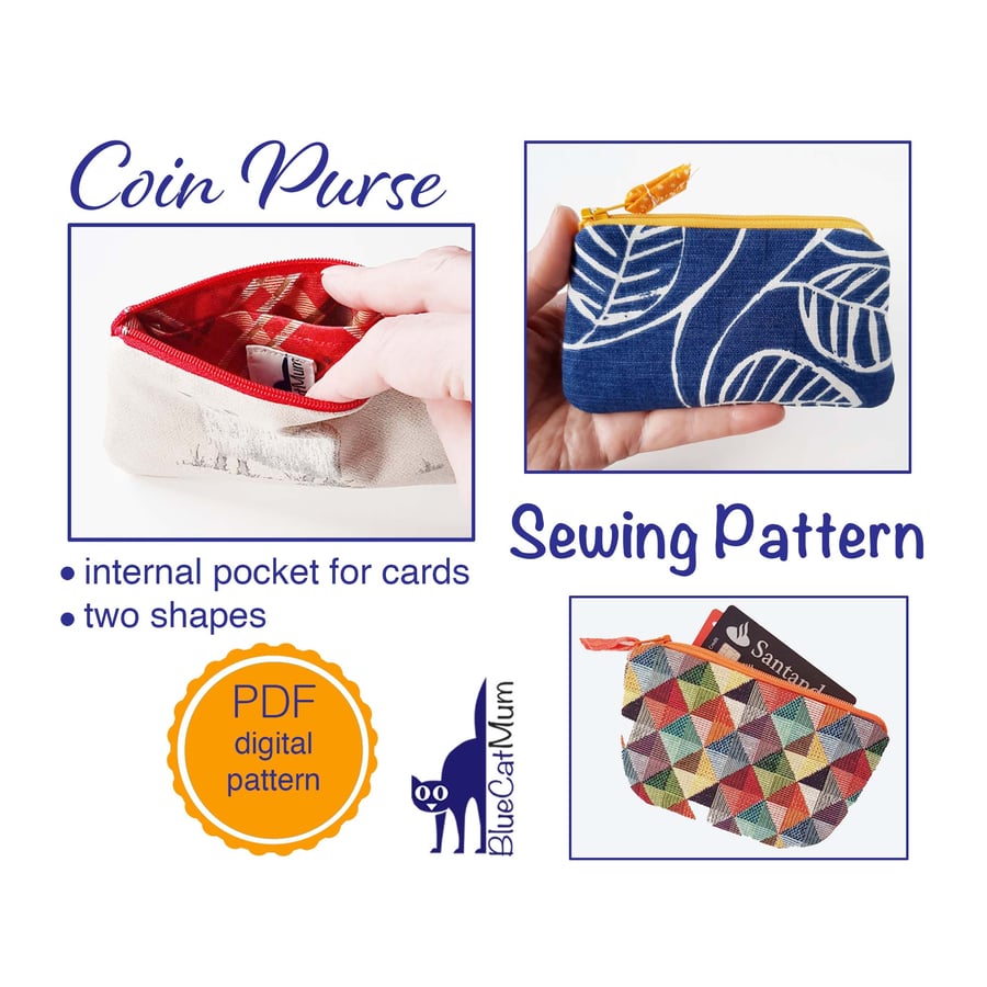 Coin Purse Sewing Pattern, PDF Digital Tutorial... - Folksy