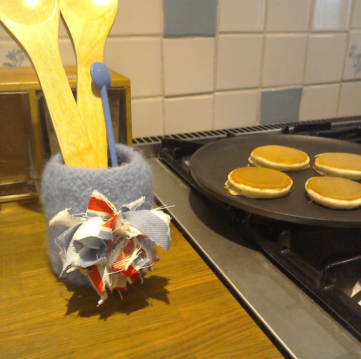 Felted wool blue jar cover - Folksy