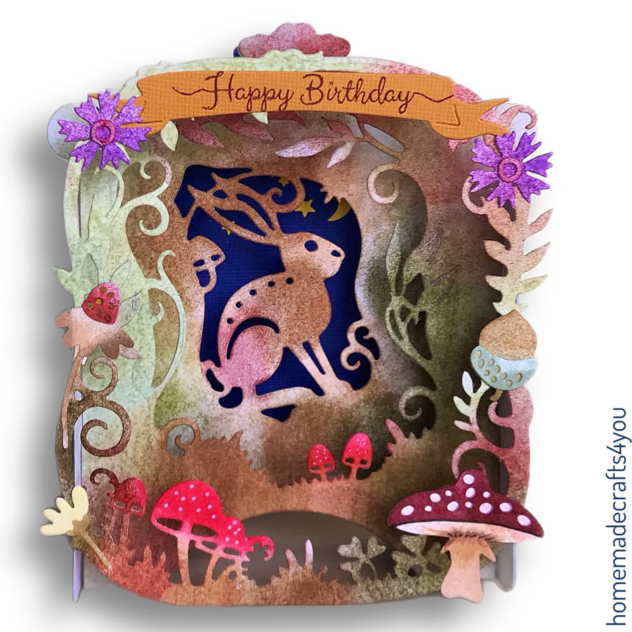 3D Hare Card - Folksy