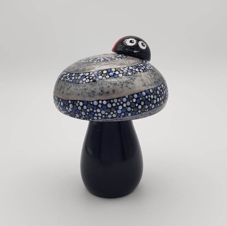 Whimsical Silver Mushroom With Bug - Folksy