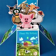 Girls 4th Birthday Card woth Farm Animals - Folksy
