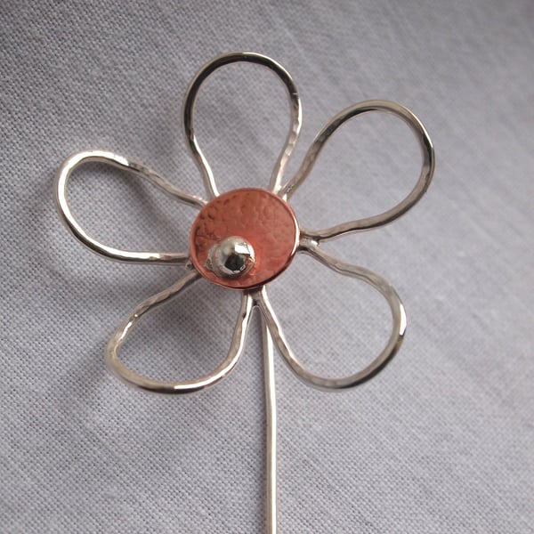 Silver brooch - Daisy Pin Brooch - Folksy