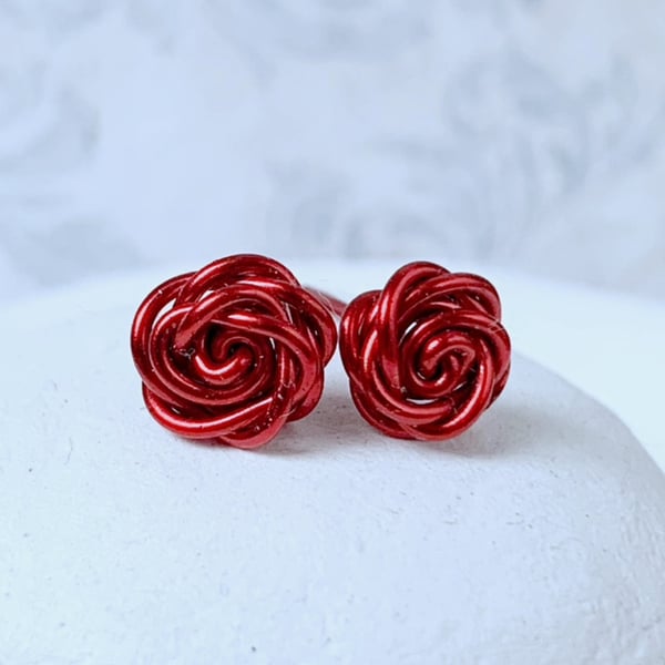 Red Roses earrings - Folksy