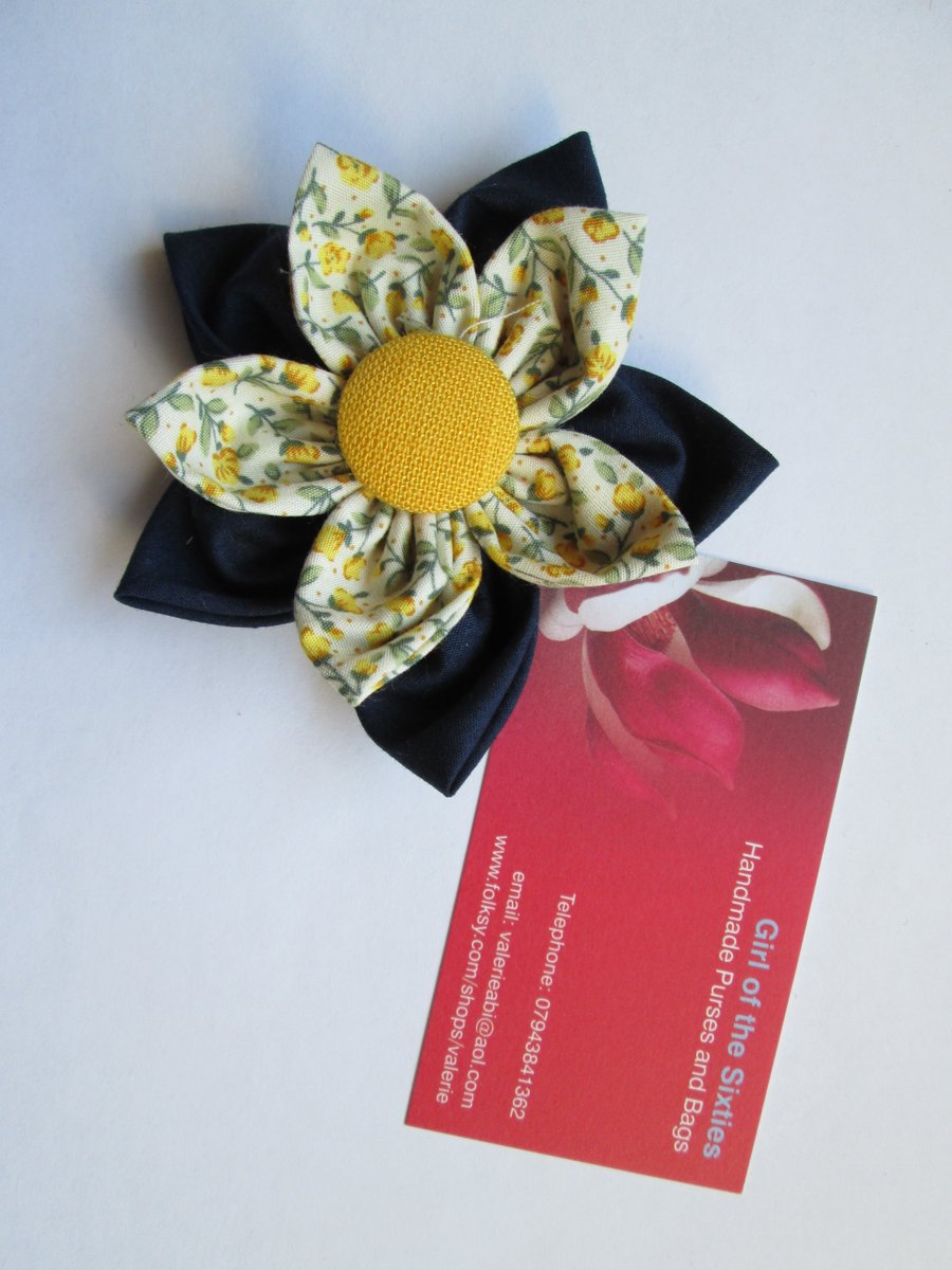 Double Flower Fabric brooch - Folksy