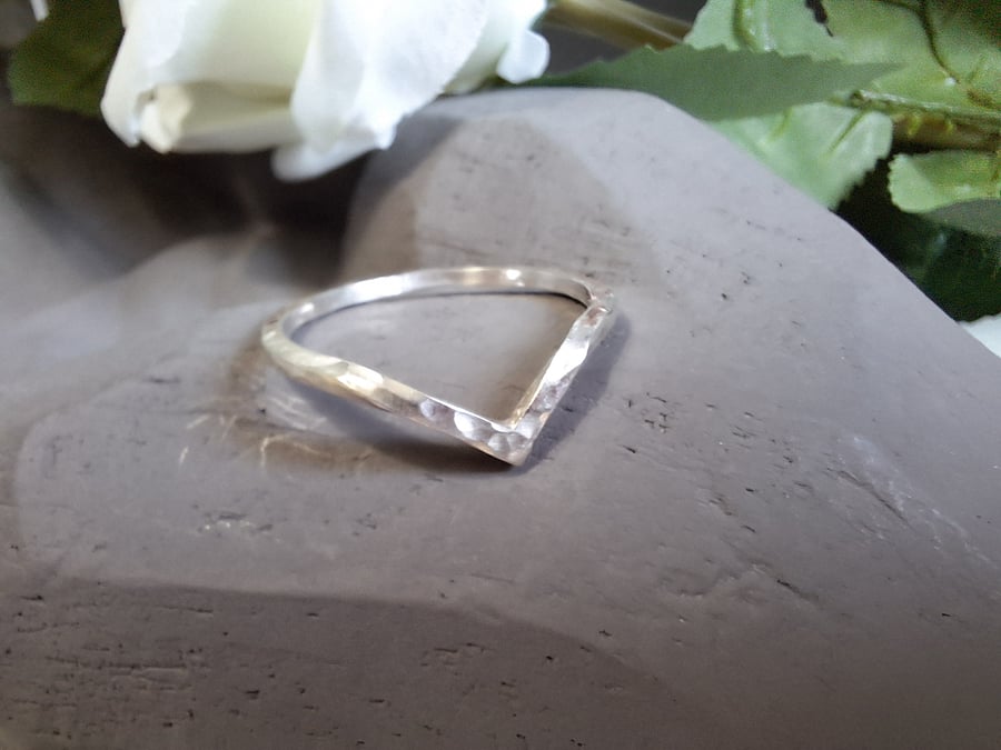 Chevron Wishbone Stacking Ring in Recycled Ster... - Folksy