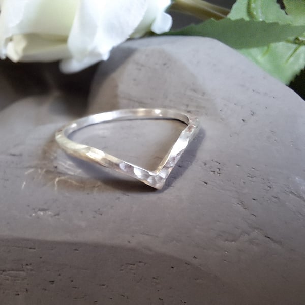 Chevron Wishbone Stacking Ring in Recycled Ster... - Folksy