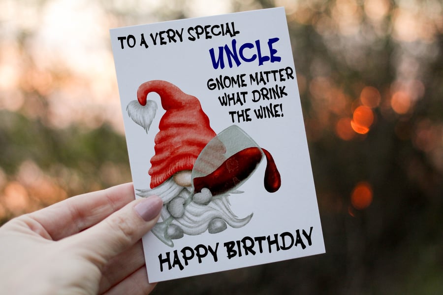 Special Uncle Drink The Wine Gnome Birthday Car... - Folksy