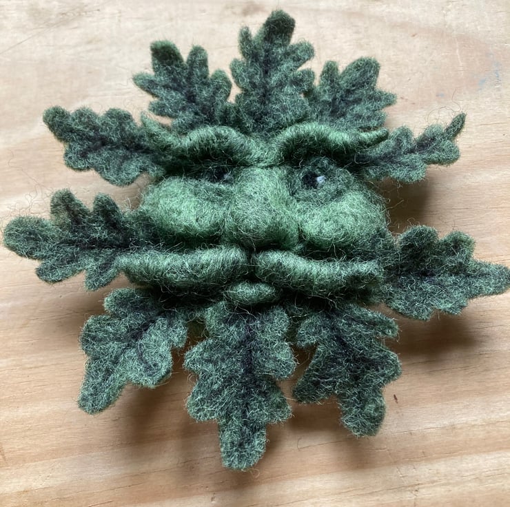 Mini green man wall plaque, needle felted wooll... - Folksy