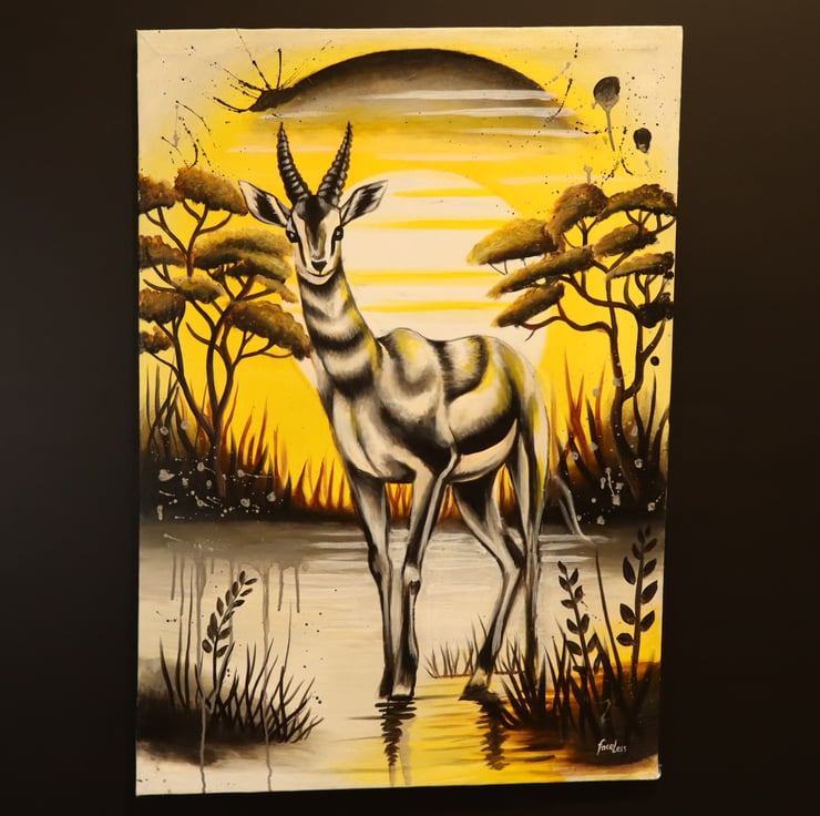 Golden Gazelle – African Wildlife Art No-Frame ... - Folksy