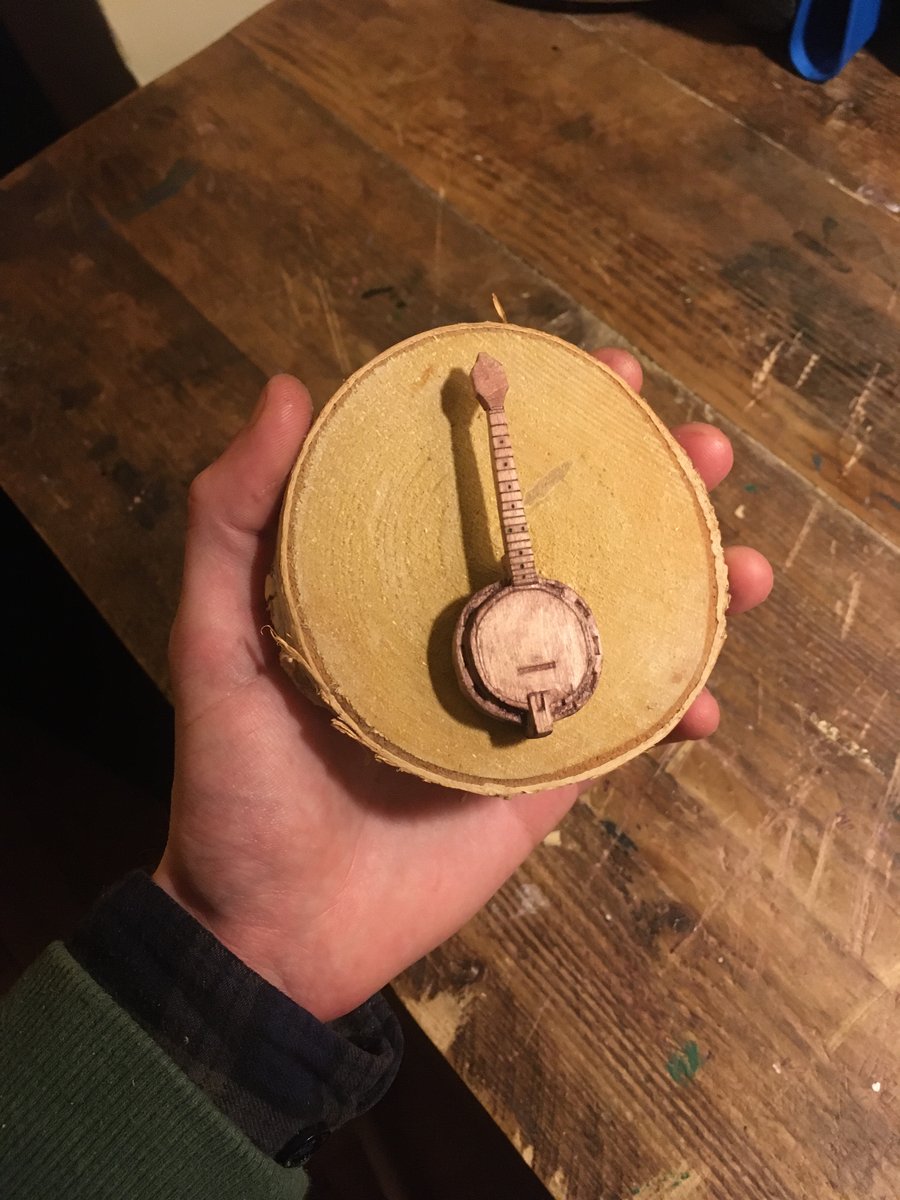 Hand Carved Banjo Decoration - Folksy