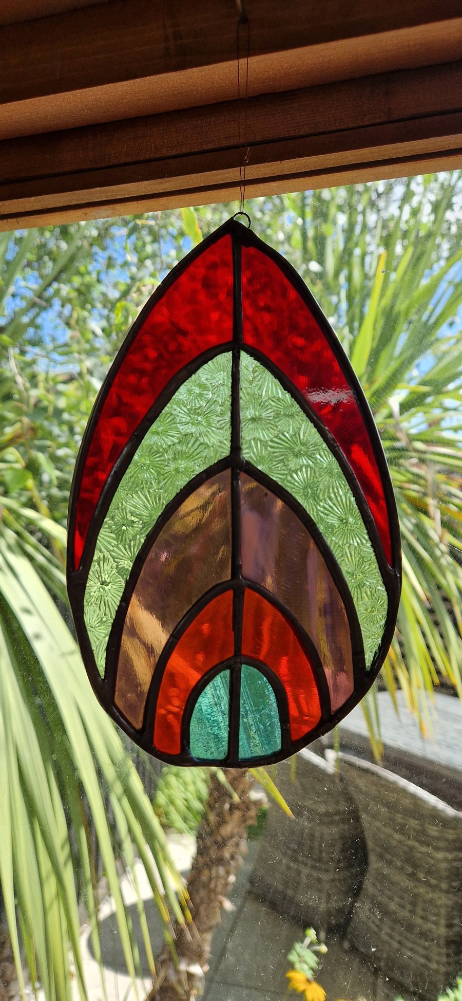 Glass Suncatcher. Tear Drop Design with Red top... - Folksy