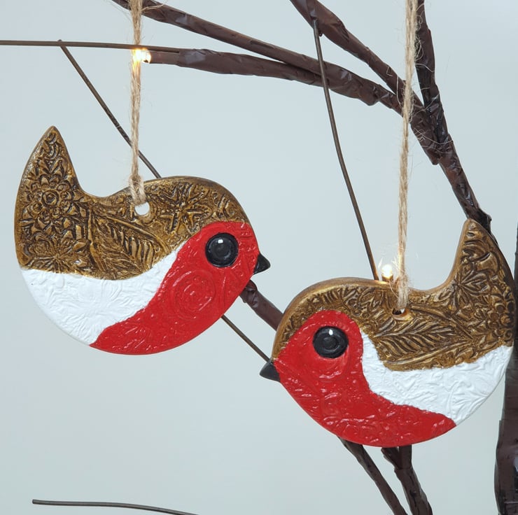 Robin decoration, Christmas hanging decoration ... - Folksy