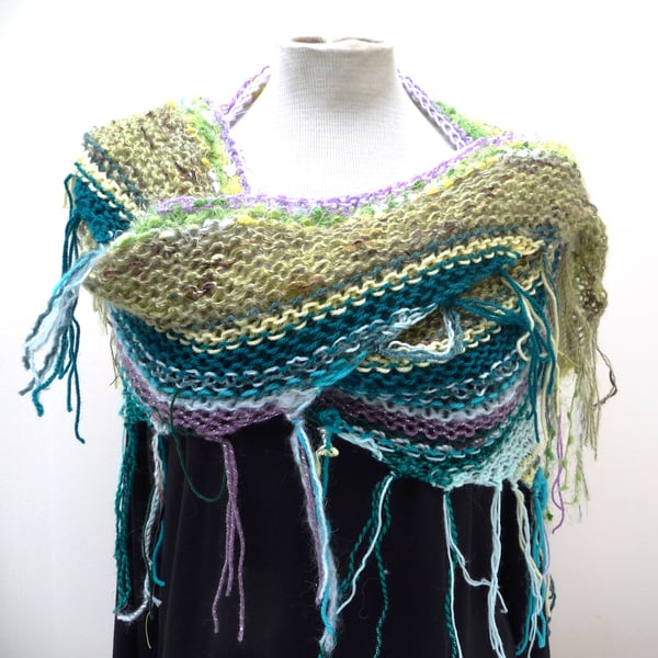 Shaggy Shawl - Greens - Folksy