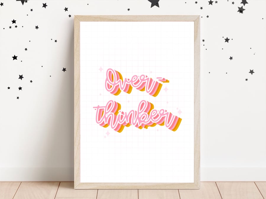 Over Thinker Wall Art Print, Mental Health Prin... - Folksy