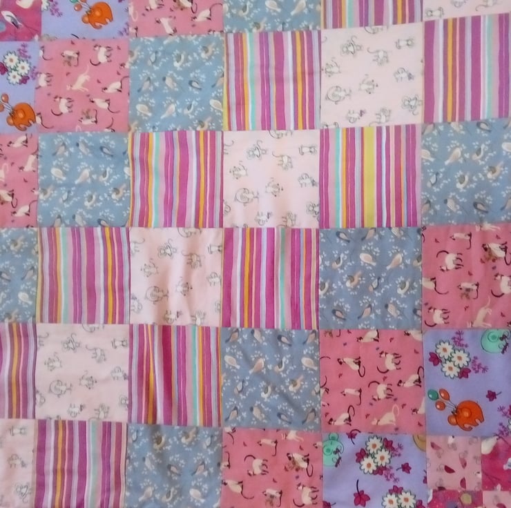 Pink Baby Patchwork Cot Blanket - Folksy
