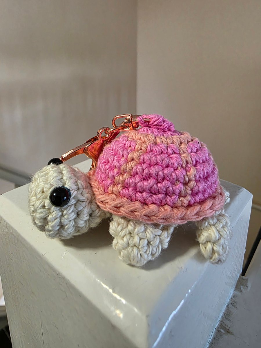 Crocheted turtle keyring or bag charm - Folksy