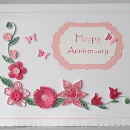 Quilled anniversary card - Folksy