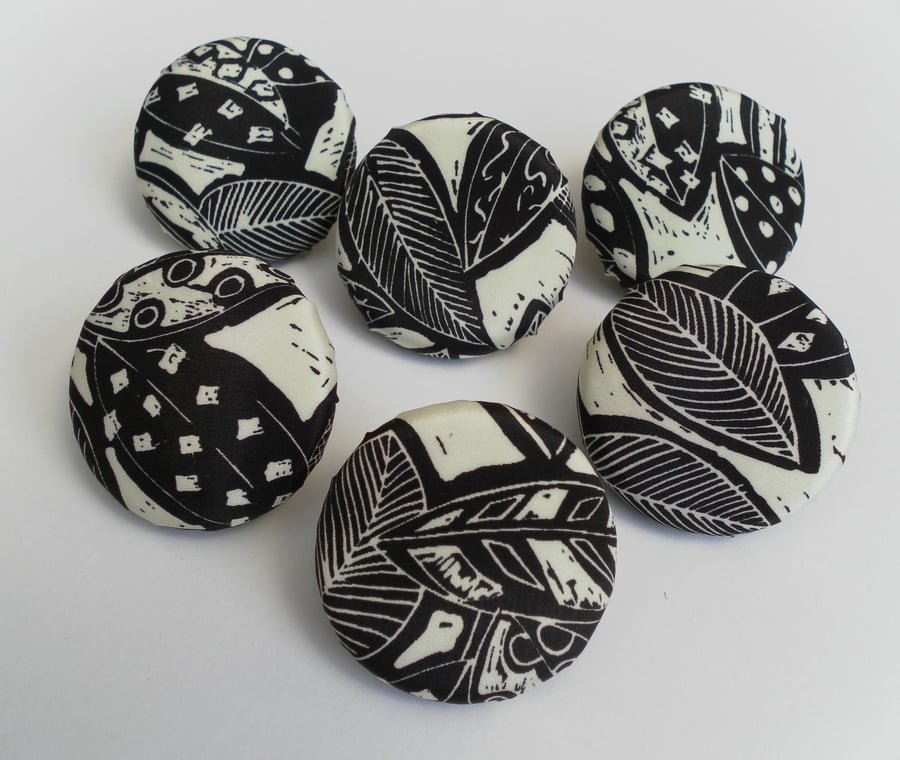 Six Extra Large, Handmade Fabric Buttons, Cream... - Folksy