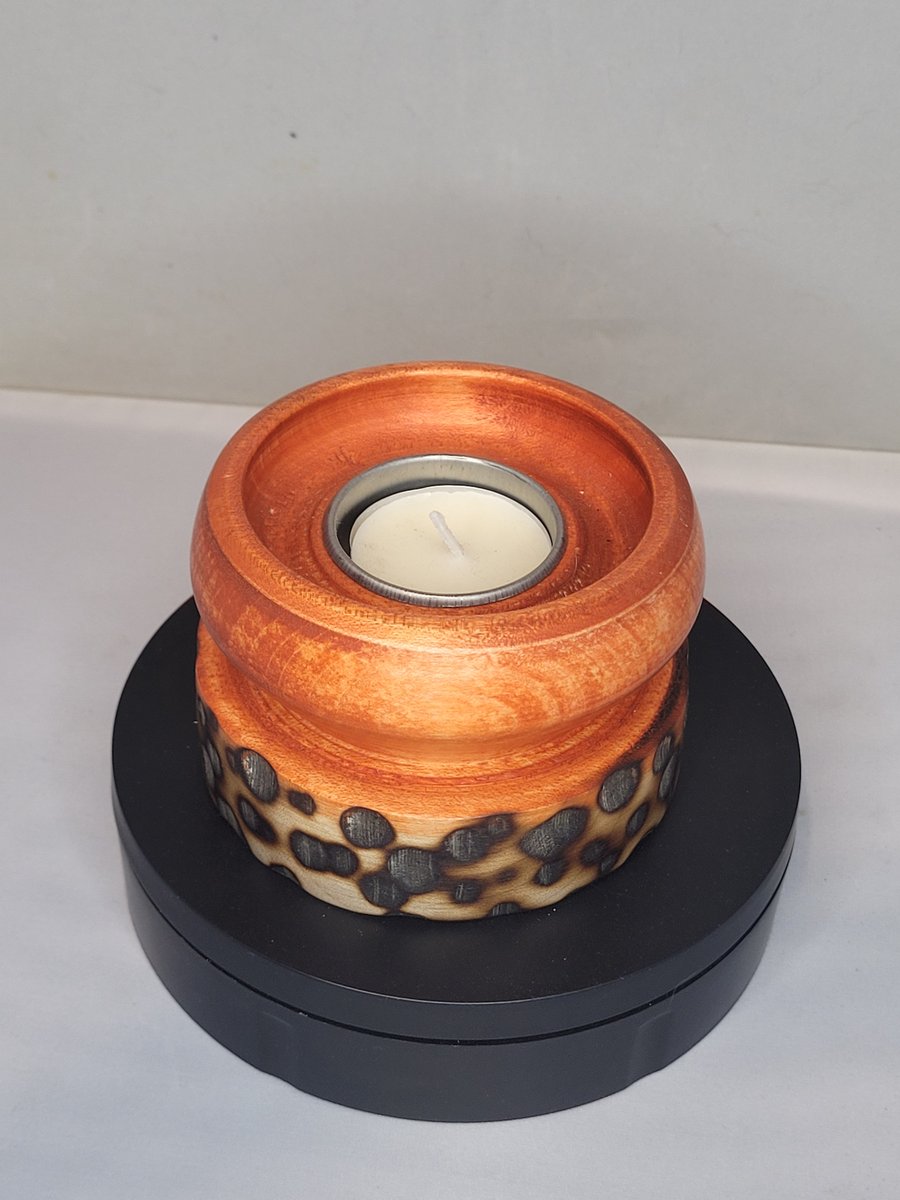 Hand turned ash tealight holder - Folksy
