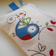 embroidered turquoise peace dove purse - Folksy