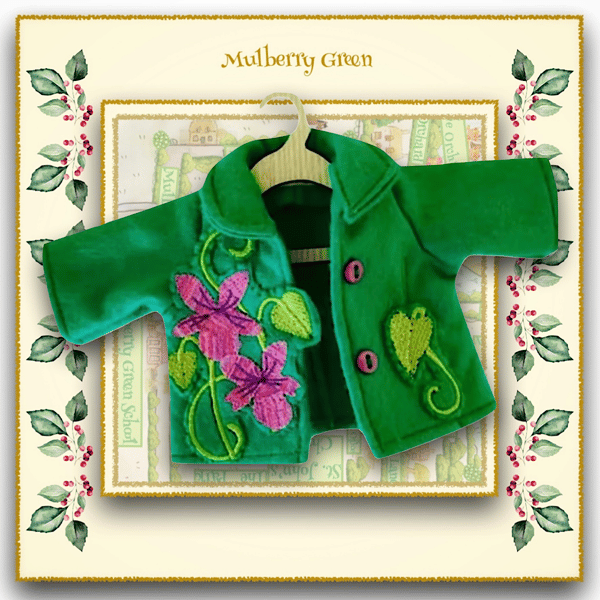Green Tailored Jacket Embroidered with Flowers - Folksy