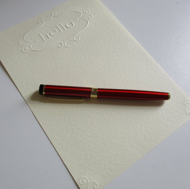 Embossed "HELLO" Writing Paper with ... - Folksy