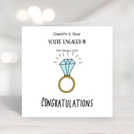 Engagement Ring Personalised Card with names an... - Folksy