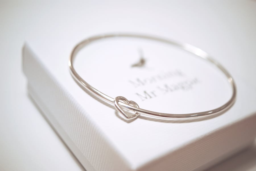 Love Hearts Silver Bangle - Birthday gift - Ann... - Folksy