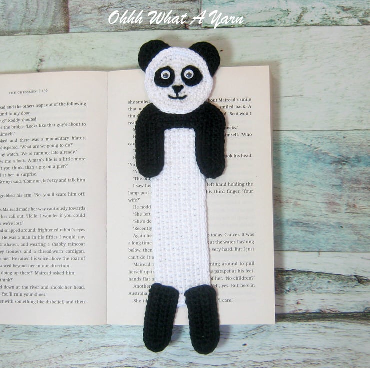 Crochet panda bookmark. Panda page keeper, pand... - Folksy