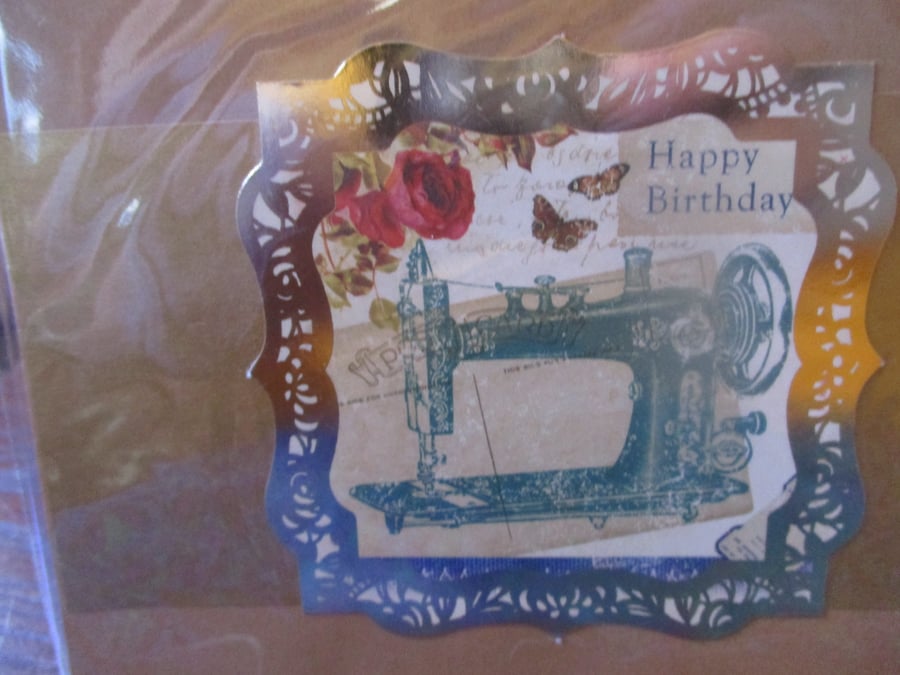 Sewing Machine Card - Folksy