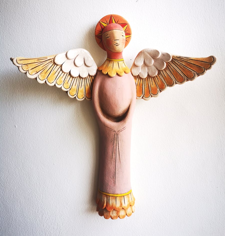 Female angel wall hanging-ceramic sculpture-wal... - Folksy