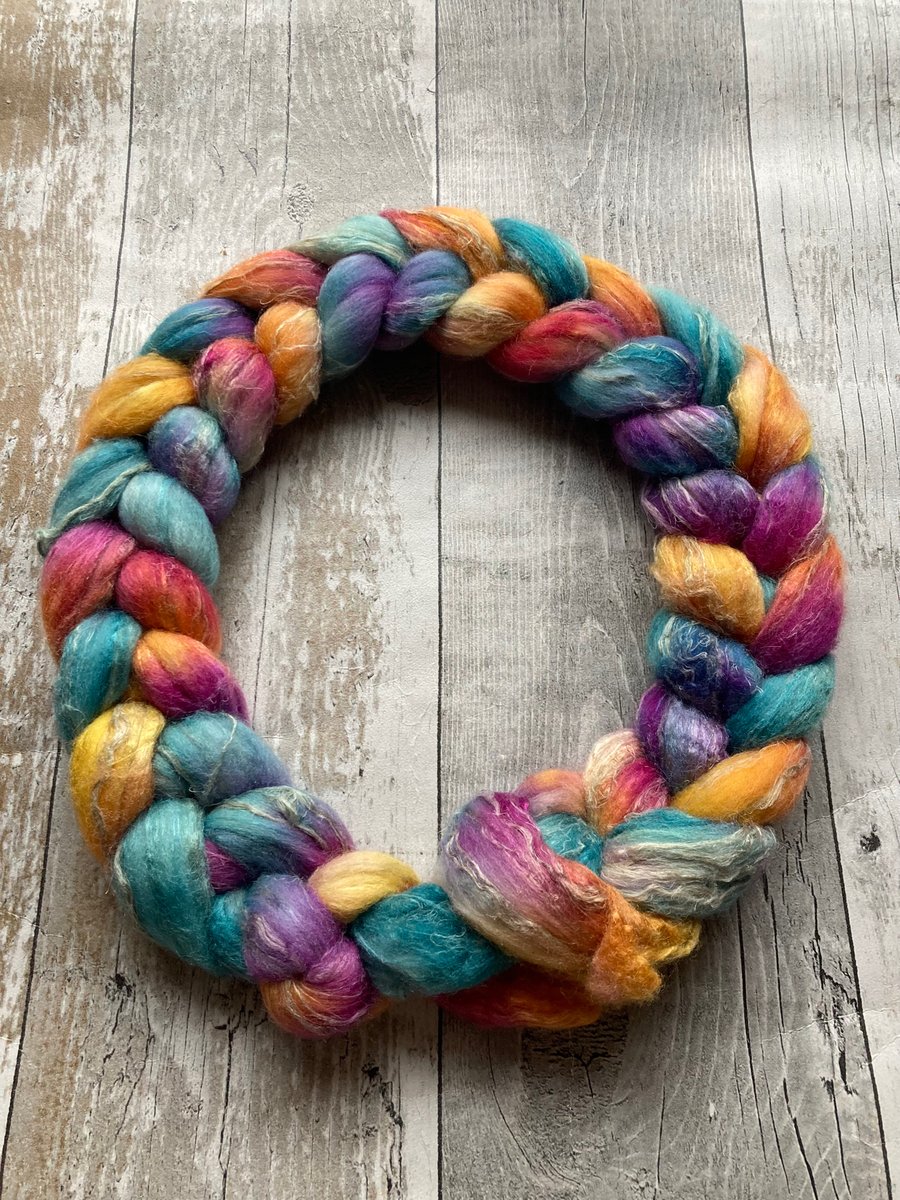 Merino Silk Linen Spinning fibre 100g Pixie led - Folksy