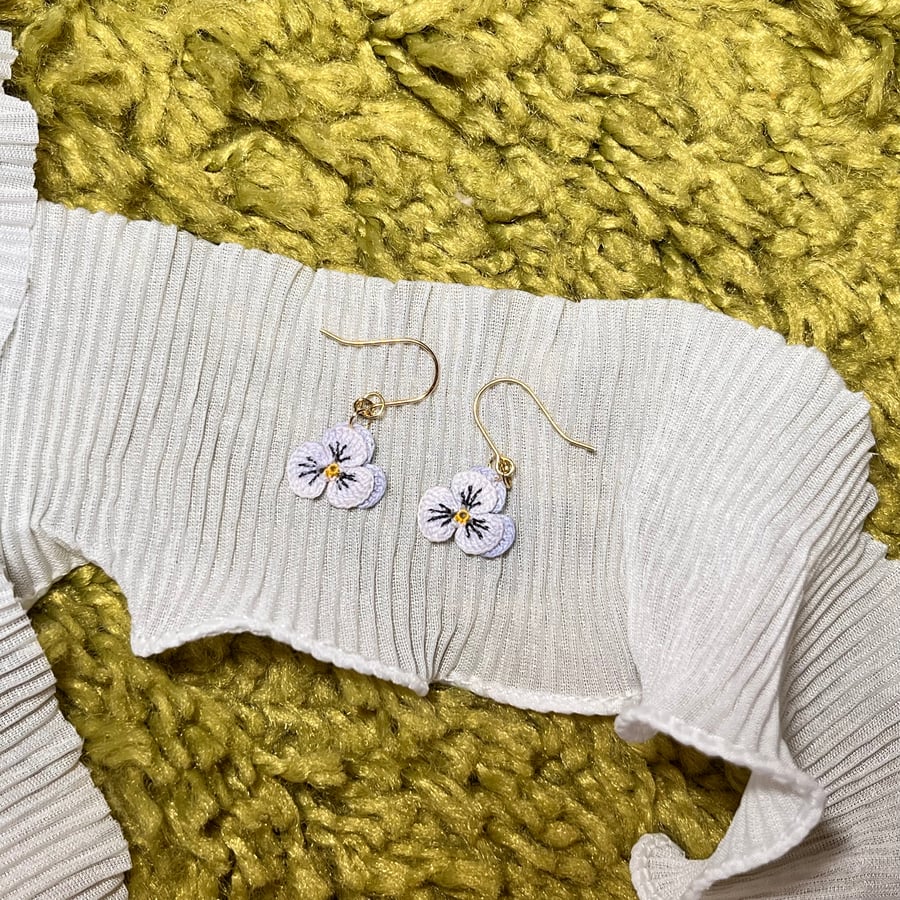 Pansy Micro Crochet Earrings - Folksy