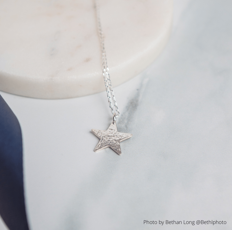 Sterling Silver Hammered Star Pendant - Folksy