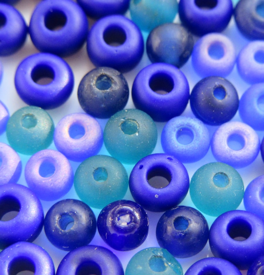 Mixed Blue Beads - 15g - Folksy