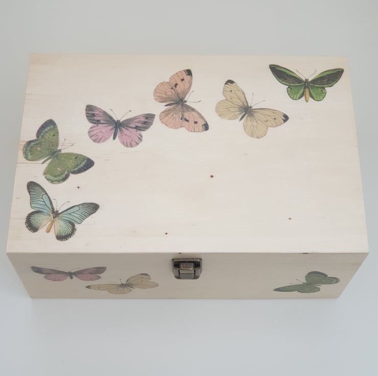 Large decorated Wooden memory keepsake box with... - Folksy