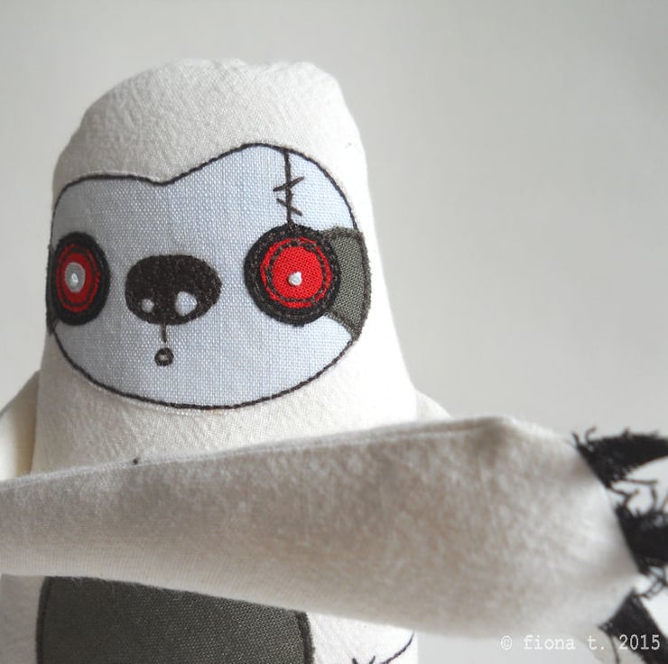 freehand embroidered zombie sloth - large - Folksy