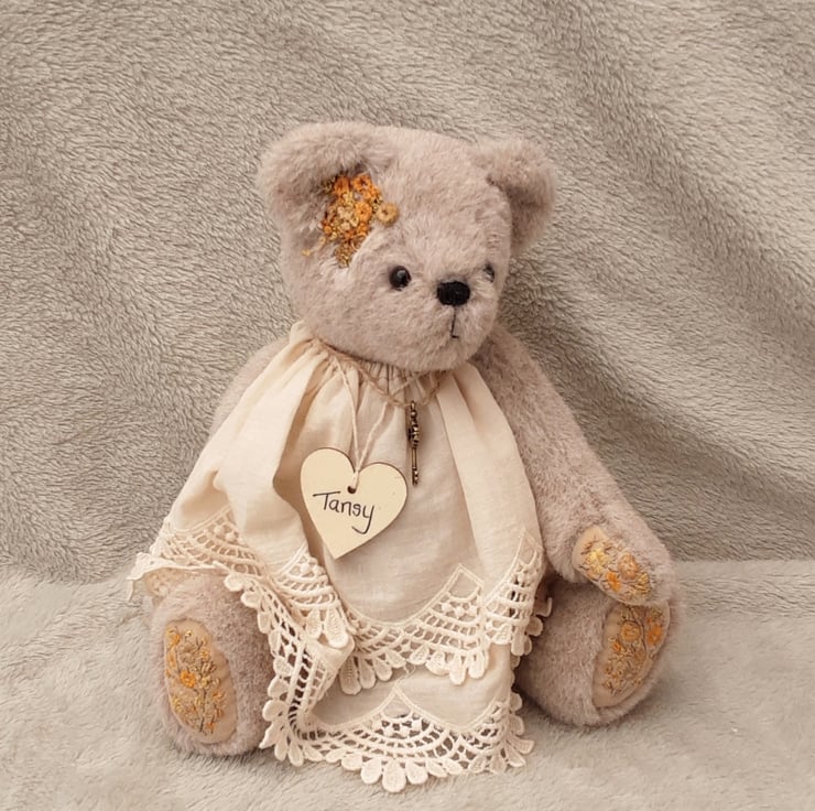 Teddy bear, hand embroidered dressed artist bea... - Folksy